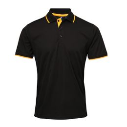 Premier Herren Contrast Coolchecker Poloshirt (Schwarz/Sonnenblume)
