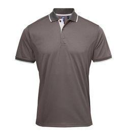Premier Herren Contrast Coolchecker Poloshirt (Dunkelgrau/Silber)