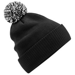 Beechfield - "Snowstar" M&uuml;tze recyceltes Material (Schwarz/Wei&szlig;)