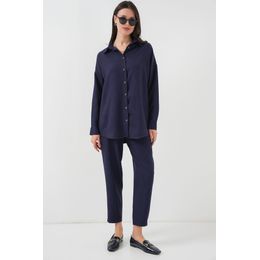 Leinenmix Langarmhemd und Hose Set