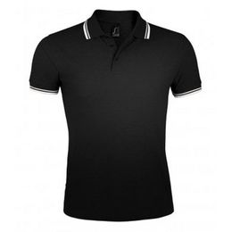 SOLS Mens Pasadena Tipped Short Sleeve Pique Polo Shirt (Schwarz/Wei&szlig;)