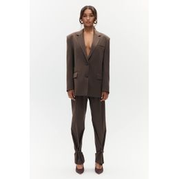 BENU Damen Braune Elegante Hose mit Knopf am Saum