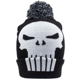 The Punisher - M&uuml;tze f&uuml;r Herren/Damen Unisex, Bommel (Schwarz/Wei&szlig;)