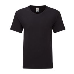 Fruit of the Loom - "Iconic" T-Shirt V-Ausschnitt f&uuml;r Herren/Damen Unisex (Schwarz)