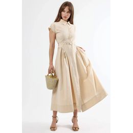 Midikleid mit G&uuml;rtel und Hemdkragen