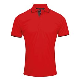 Premier Herren Contrast Coolchecker Poloshirt (Rot/Schwarz)