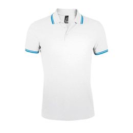 SOLS - "Pasadena" Poloshirt f&uuml;r Herren (Wei&szlig;/Aquablau)