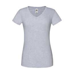 Fruit of the Loom - "Iconic 150" T-Shirt V-Ausschnitt f&uuml;r Damen (Grau meliert)