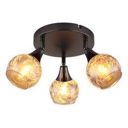 Globo LIGHTING Deckenspot "FROSTA", schwarz, chromfarben matt, 3, &Oslash; 32cm H: 16,5cm, 1 Stk., Leuchten, Schwarz-chrome Strahler mit geeistem Glas, dreh-/schwenkbar, Deckenspot
