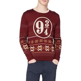 Harry Potter - "9 3/4" Sweatshirt f&uuml;r Herren, weihnachtliches Design (Burgunderrot/Wei&szlig;)