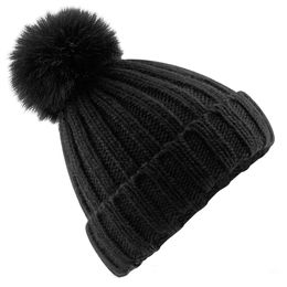Beechfield - "Verbier" M&uuml;tze Bommel f&uuml;r Herren/Damen Unisex (Schwarz)