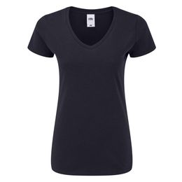 Fruit of the Loom - "Iconic 150" T-Shirt V-Ausschnitt f&uuml;r Damen (Marineblau)