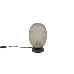 Trio LEUCHTEN Tischleuchte "FACETTE, Nachttischlampe mit Glas-Schirm &Oslash; 18cm, Schnurschalter", gr&uuml;n, schwarz matt, 1, &Oslash; 17,5cm H: 28,5cm, 1 Stk., Leuchten, exkl. Leuchtmittel 1x E27 max 25W, H&ouml;he 29cm, Tischlampe Schlafzimmer, Tischleuchte