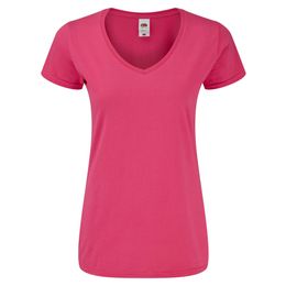 Fruit of the Loom - "Iconic 150" T-Shirt V-Ausschnitt f&uuml;r Damen (Fuchsie)