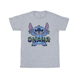 Disney - "Lilo And Stitch Ohana Blue Glitch" T-Shirt f&uuml;r Herren (Grau)