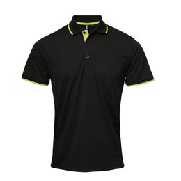 Premier Herren Contrast Coolchecker Poloshirt (Schwarz/Limone)