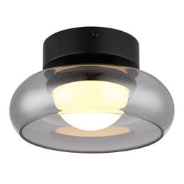 Globo LIGHTING Deckenleuchte "CARLENE", schwarz matt, 1, &Oslash; 20cm H: 10cm, 1 Stk., Leuchten, Schwarze Deckenleuchte mit Rauchglas und Acryl opal, LED 6W, Deckenleuchte