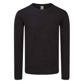 Fruit of the Loom - "Iconic 150" T-Shirt f&uuml;r Herren Lang&auml;rmlig (Schwarz)