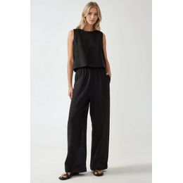 Leinengef&uuml;hl Bluse & Elastischer Taillenbund Hosen Zweiteiliges Set
