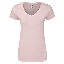 Fruit of the Loom - "Iconic 150" T-Shirt V-Ausschnitt f&uuml;r Damen (Blassrosa)