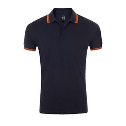 SOLS - "Pasadena" Poloshirt f&uuml;r Herren (Dunkelblau/Neon-Orange)