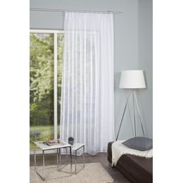 Gardine Home Wohnideen "EIKE" Gr. 1, wei&szlig;, B:140cm H:245cm, Polyester, Gardinen, Gardine, HxB: 245x140, KOMBIBANDSCHAL L&Auml;NGSSTREIFEN