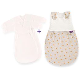 Tr&auml;umeland Babyschlafsack TR&Auml;UMELAND "3tlg. Set LIEBMICH, Design Sternentraum blau", Baby, Gr. 56/62, gelb, Bezug: 100% Baumwolle. F&uuml;llung: 70% Polyester, 30% Lyocell (TENCEL&trade;), Schlafs&auml;cke