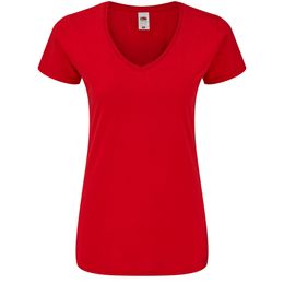 Fruit of the Loom - "Iconic 150" T-Shirt V-Ausschnitt f&uuml;r Damen (Rot)