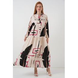 Gemustertes V-Ausschnitt Maxikleid