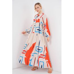 Gemustertes V-Ausschnitt Maxikleid