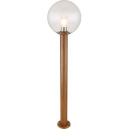 Au&szlig;en-Stehlampe Globo LIGHTING "OSSY", holzoptik, H:100cm &Oslash;:25cm, Leuchten, Au&szlig;enleuchte Holzoptik mit Sensor, IP44, Glas klar