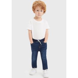Schlupfjeans LEVI'S KIDS "LVB SKINNY DOBBY PULL ON PANTS", Jungen, Gr. 12/80, N-Gr, blau (dunkelblau used), Denim/Jeans, Obermaterial: 67% Baumwolle, 28% Polyester, 3% Viskose, 2% Elasthan, skinny fit, Jeans Schlupfjeans, for Baby BOYS