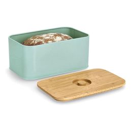 Brotkasten zeller PRESENT, gr&uuml;n (mint), B:18cm H:14cm L:30cm, Bambus, Metall, Lebensmittelaufbewahrungsbeh&auml;lter, Brotkasten, besonderes Design
