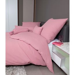 Bettw&auml;sche Janine "PIANO 0125 31, Seersucker 100% Baumwolle, uni, b&uuml;gelfrei", rosa (kreideros&eacute;), B/L: 155cm x 220cm, 1 Stk., 1 Stk., Soft-Seersucker, B/L: 80cm x 80cm, 2 Stk., Soft-Seersucker, Obermaterial: 100% Baumwolle, Bettw&auml;sche, Bettw&auml;sche, Markenrei&szlig;verschluss, feinf&auml;dige Qualit&auml;t, gek&auml;mmte Mako-Garne