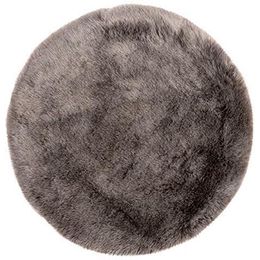 Fellteppich Obsession "My Samba 495", grau (taupe), H:40mm &Oslash;:80cm, Kunstfaser, Teppiche, Fellteppich, Kunstfell, handgetufte changierende Farben, weicher Hochflor