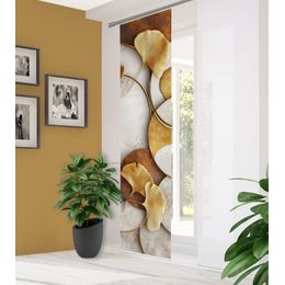 Schiebegardine HOME IN GREEN "STORM" Gr. 1, gold (goldfarben), B:60cm H:245cm, Polyester, Gardinen, Bambusoptik, recycelt, Digitaldruck