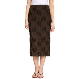 Midirock Zero "Damen mit elastischem Bund", Damen, Gr. 34, chocolate plum, Obermaterial: 90% Polyester, 10% Elasthan. Futter: 50% Viskose, 50% Polyester, unifarben, gerade lang, R&ouml;cke, Material