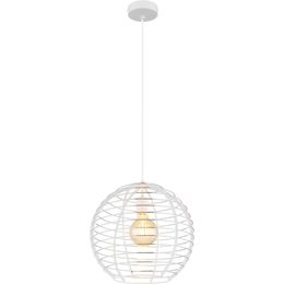 Globo LIGHTING H&auml;ngeleuchte "NESA", wei&szlig; (wei&szlig; matt), 1, &Oslash; 35cm H: 120cm, 1 Stk., Leuchten, H&auml;ngeleuchte Wei&szlig;, Chromst&auml;be, Soft-Lift, E27, H&auml;ngeleuchte