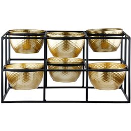 Teelichthalter CASABLANCA BY GILDE "6er Teelichtleuchter Frame, H.14 cm", gold (goldfarben), B:27cm H:14cm T:18cm, Metall, Kerzenhalter, Teelichthalter