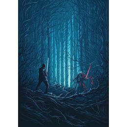 Vliestapete Komar "Digitaldruck Vlies - Star Wars Wood Fight - Gr&ouml;&szlig;e 200 x 280 cm", blau (blau, schwarz), B:200m L:280m, Vlies, Tapeten, Kinderzimmer