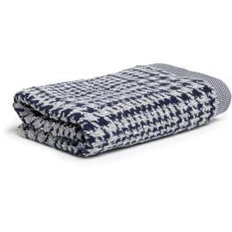 M&ouml;ve Handtuch M&Ouml;VE "Brooklyn Glencheck", blau (nature deep sea), B:50cm L:100cm, Walkfrottier, Obermaterial: 85% Baumwolle, 10% Viskose, 5% Leinen, Handt&uuml;cher, Made in Germany