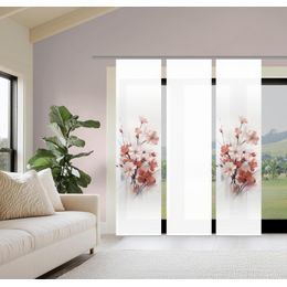 Schiebegardine Home Wohnideen "LOTUS", rosa (altrose), B:60cm H:245cm, Polyester, Gardinen, Schiebewand Seidenoptik, SET, Digitaldruck