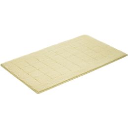 Badematte Vossen "Exclusive" Gr. 2, gelb (chamois), H:20mm, Baumwolle, Badematten, Badematte, Badteppich, Uni-Farben, Karo Muster, Hoch-Tief Effekt, reine Baumwolle