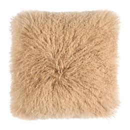 Dekokissen Pad "Glory", sand, unifarben, B:40cm L:40cm, Lammfell, Polyester, Dekokissen_Sitzkissen_Kissenh&uuml;llen, Echtfell