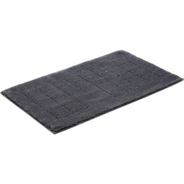 Badematte Vossen "Exclusive" Gr. 2, grau (flanell), H:20mm, Baumwolle, Badematten, Badematte, Badteppich, Uni-Farben, Karo Muster, Hoch-Tief Effekt, reine Baumwolle
