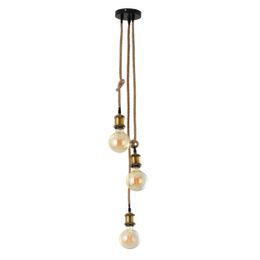 N&auml;ve N&Auml;VE Pendelleuchte "Ontario", altmessing, 3, &Oslash; 18cm H: 85cm, 1 Stk., Leuchten, 3er Metallbaldachin in altmessing/schwarz mit Hanfseil, E27, H: 85cm, Pendelleuchte