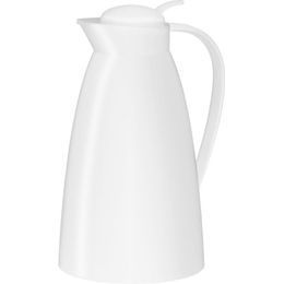 Isolierkanne Alfi "ECO, mit Hartglaseinsatz", wei&szlig;, B:14,7cm H:25cm &Oslash;:16,7cm, Glas, Kunststoff, Silikon, Kannen, Isolierkanne, 12h hei&szlig; & 24h kalt, Drehverschluss mit bequemem Druckknopf