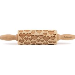 Teigroller Folkroll "3D-Motiv-Teigrolle", braun, L:23cm, Massivholz, Teigroller, Herzen