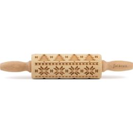 Teigroller Folkroll "3D-Motiv-Teigrolle", braun, L:23cm, Massivholz, Teigroller, Skandinavien Weihnacht