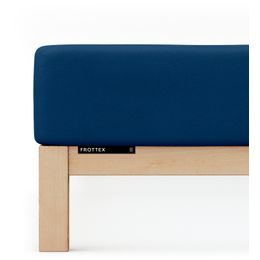 Bettlaken Schlafgut "Frottex Spannbettlaken", blau (blau deep), L:200cm, Frottee, Obermaterial: 75% Baumwolle, 25% Polyester, Bettlaken, Bettlaken, MADE IN GREEN by OEKO-TEX